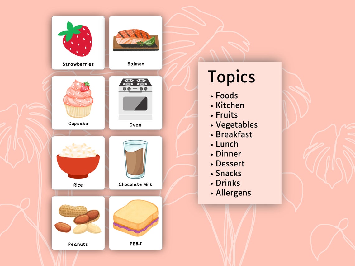 Visual Grocery List for Kids, Food Flashcards for Toddler, Printable ...