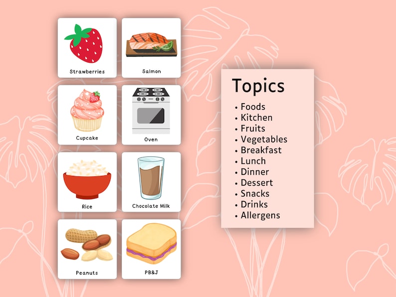 Visual Grocery List for Kids, Food Flashcards for Toddler, Printable ...