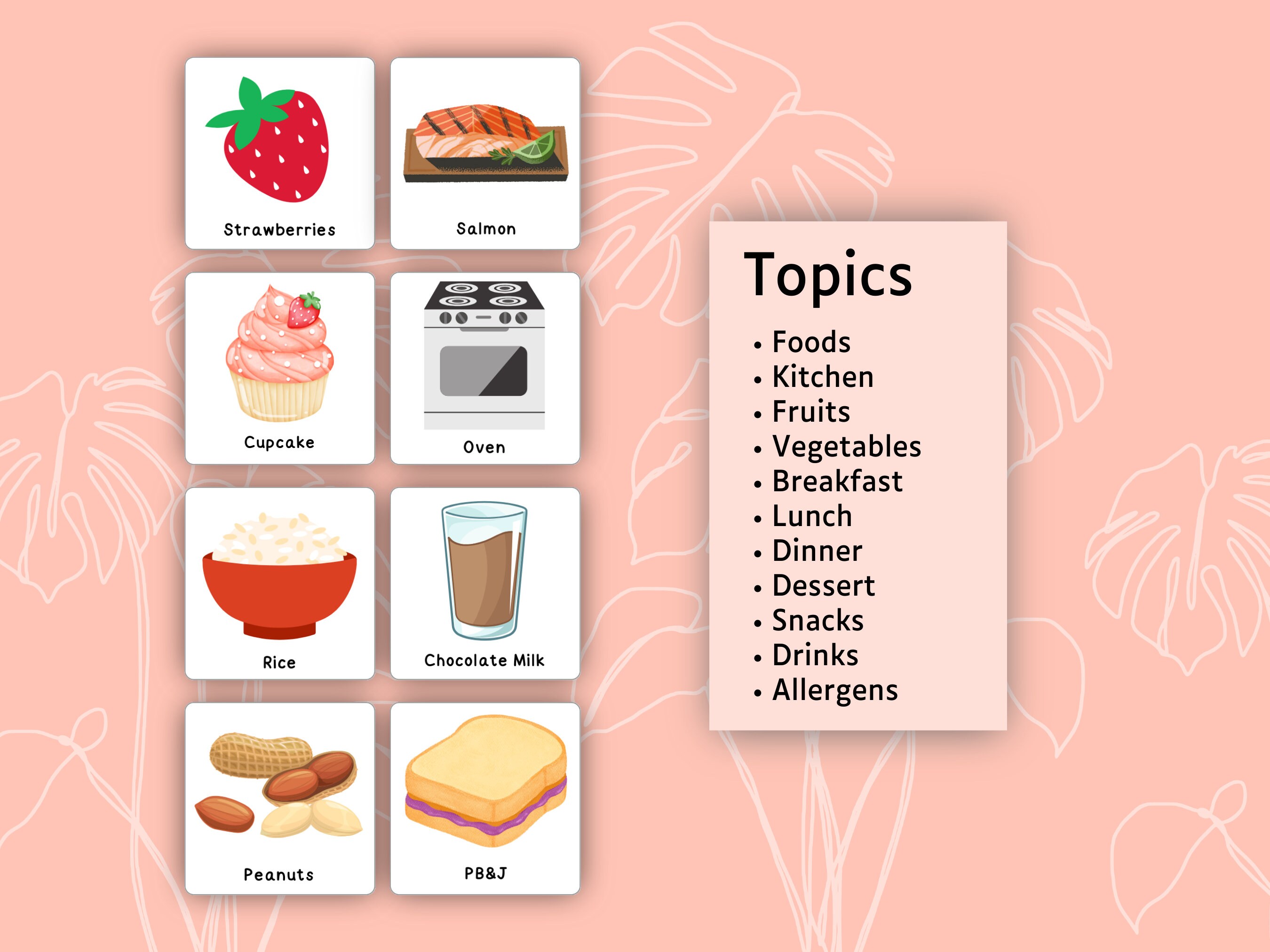 Visual Grocery List for Kids, Food Flashcards for Toddler, Printable ...