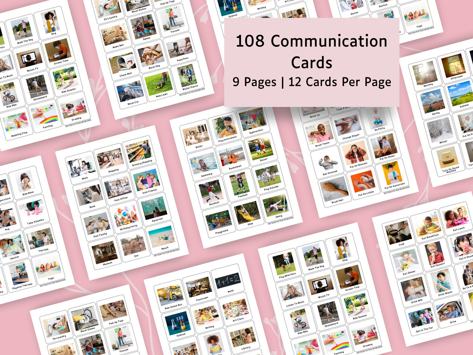 Visual Daily Schedule for Kids, Non Verbal Autism Communication Boards ...