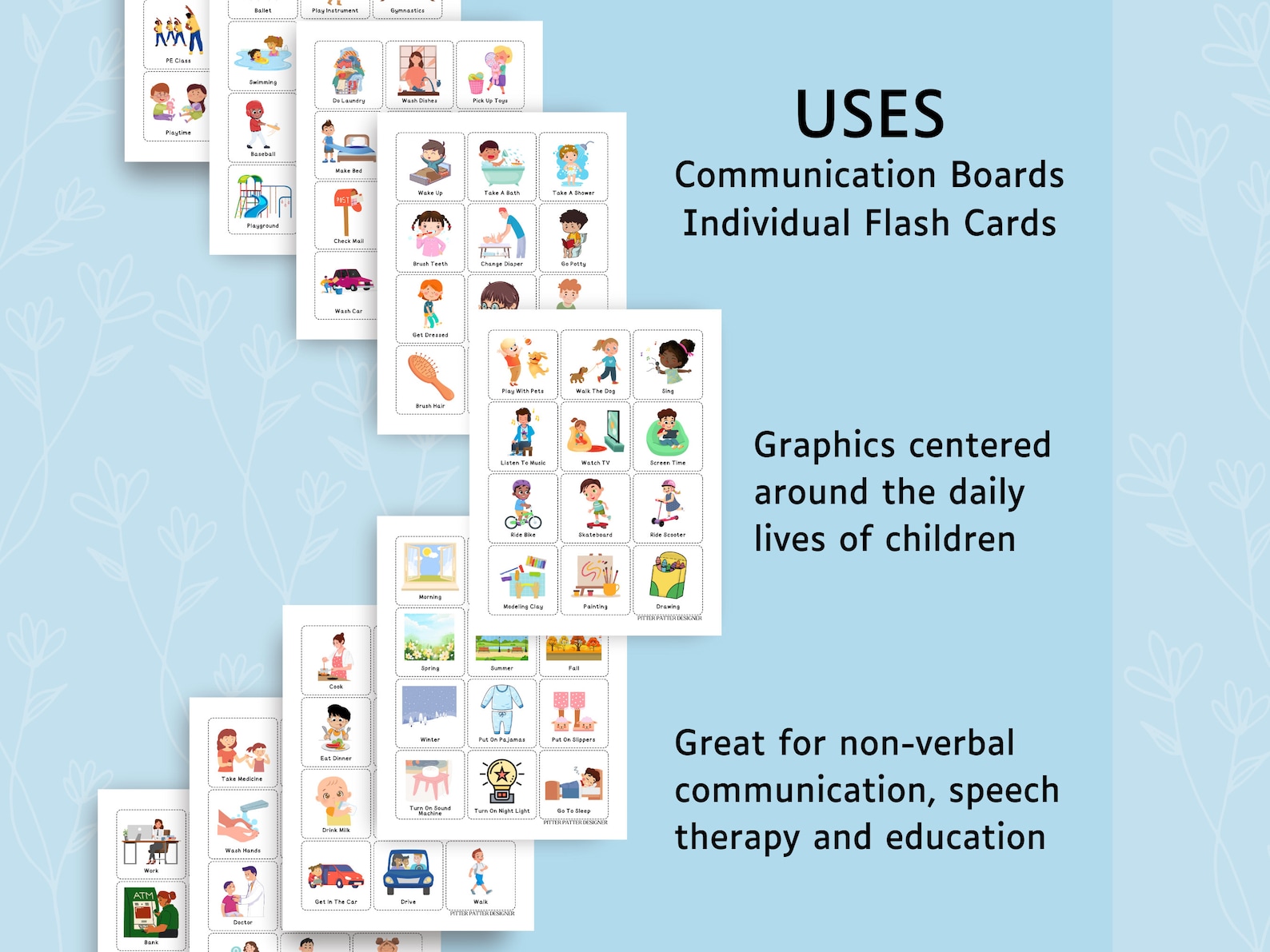 Printable Daily Routine Cards for Kids, Visual Schedule Boards for Non ...