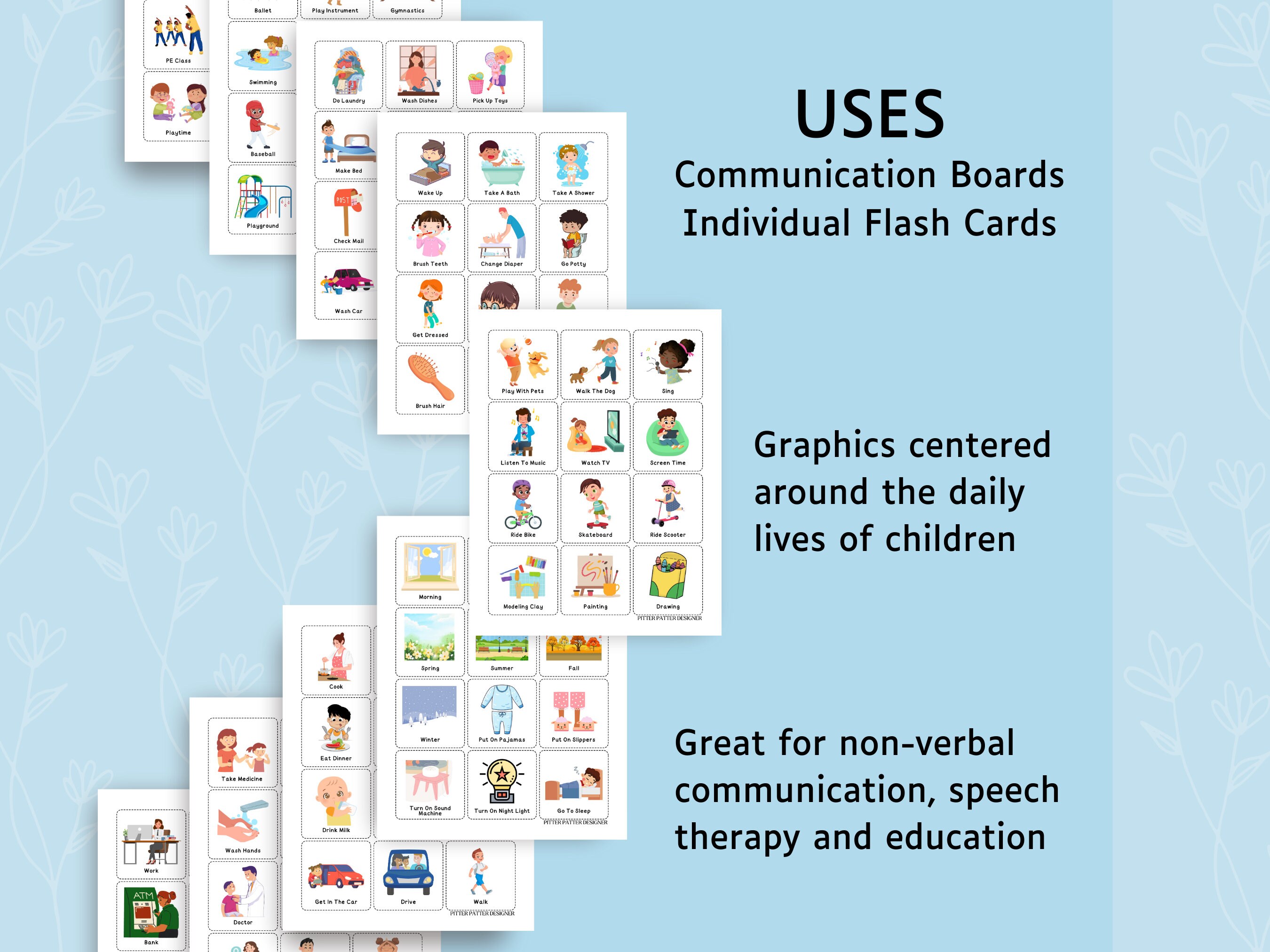 Printable Daily Routine Cards for Kids, Visual Schedule Boards for Non ...