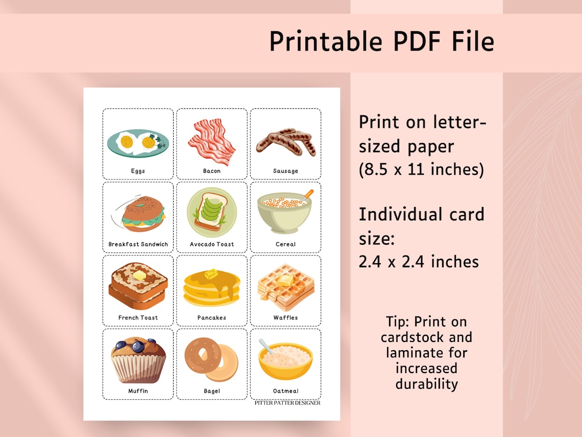 Visual Grocery List for Kids, Food Flashcards for Toddler, Printable ...