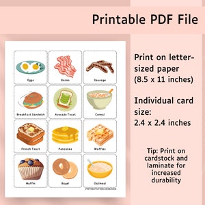 Visual Grocery List for Kids, Food Flashcards for Toddler, Printable ...