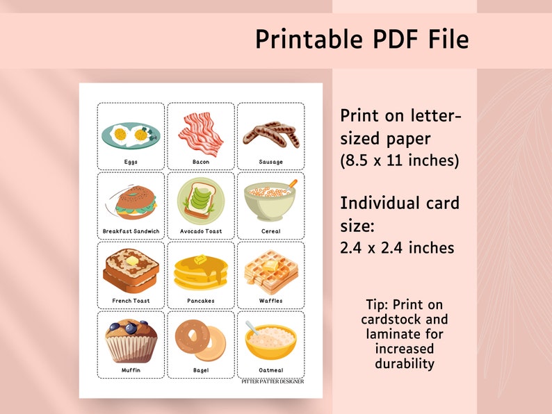 Visual Grocery List for Kids, Food Flashcards for Toddler, Printable ...