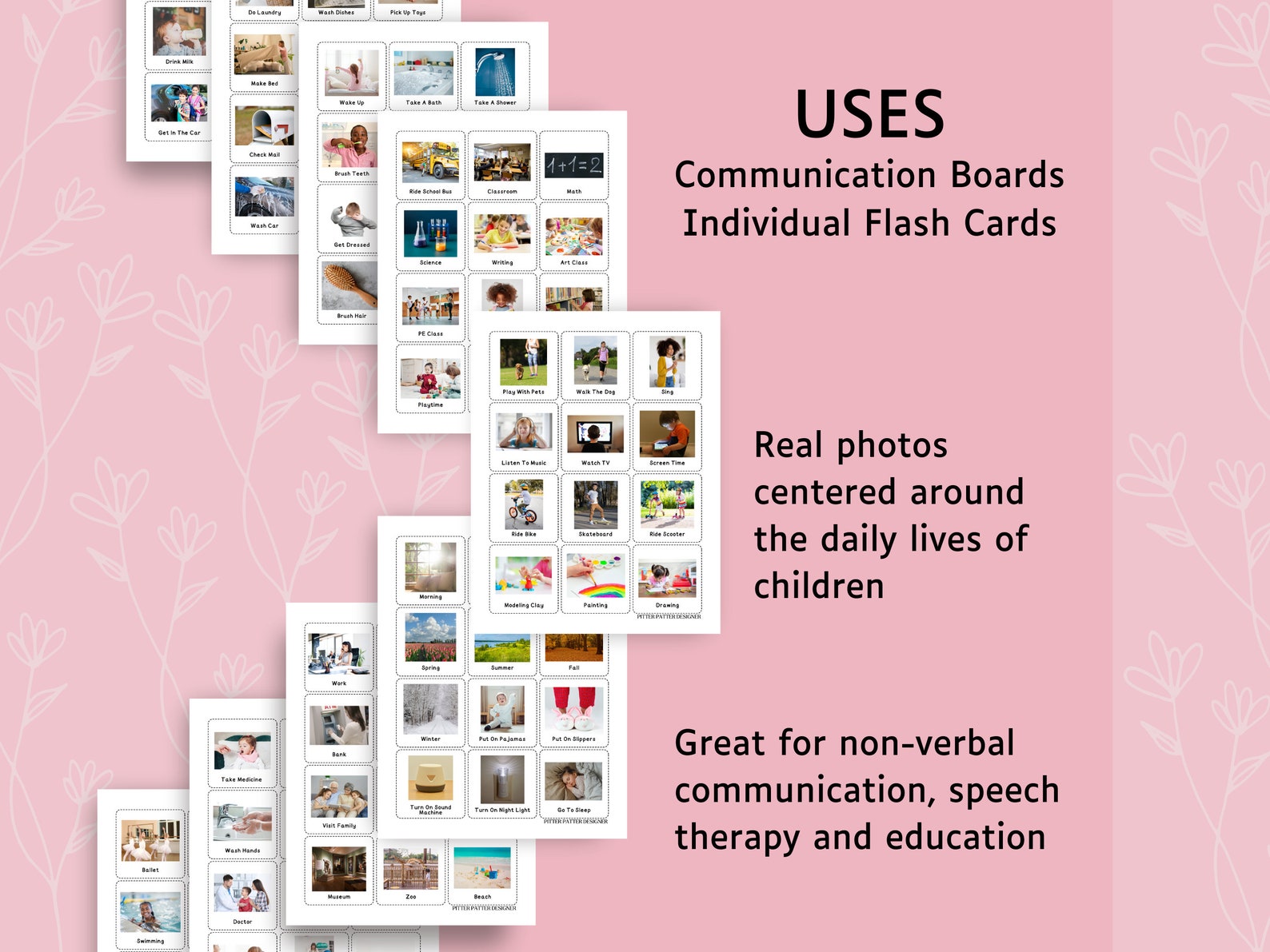 Visual Daily Schedule for Kids, Non Verbal Autism Communication Boards ...