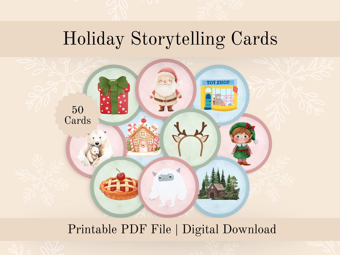 Printable Holiday Story Starter Cards for Imaginative Play, Christmas ...