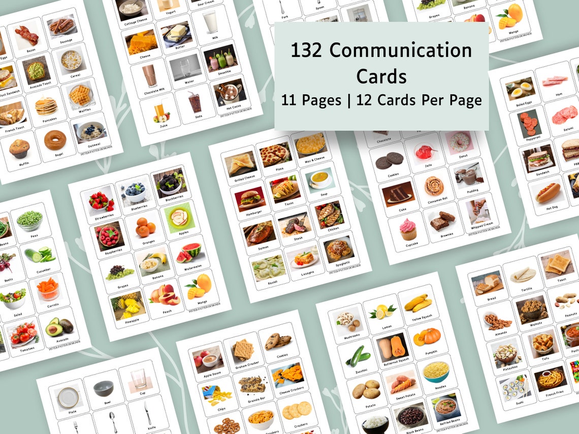 Food Flashcards for Visual Grocery List, Communication Cards for Non ...