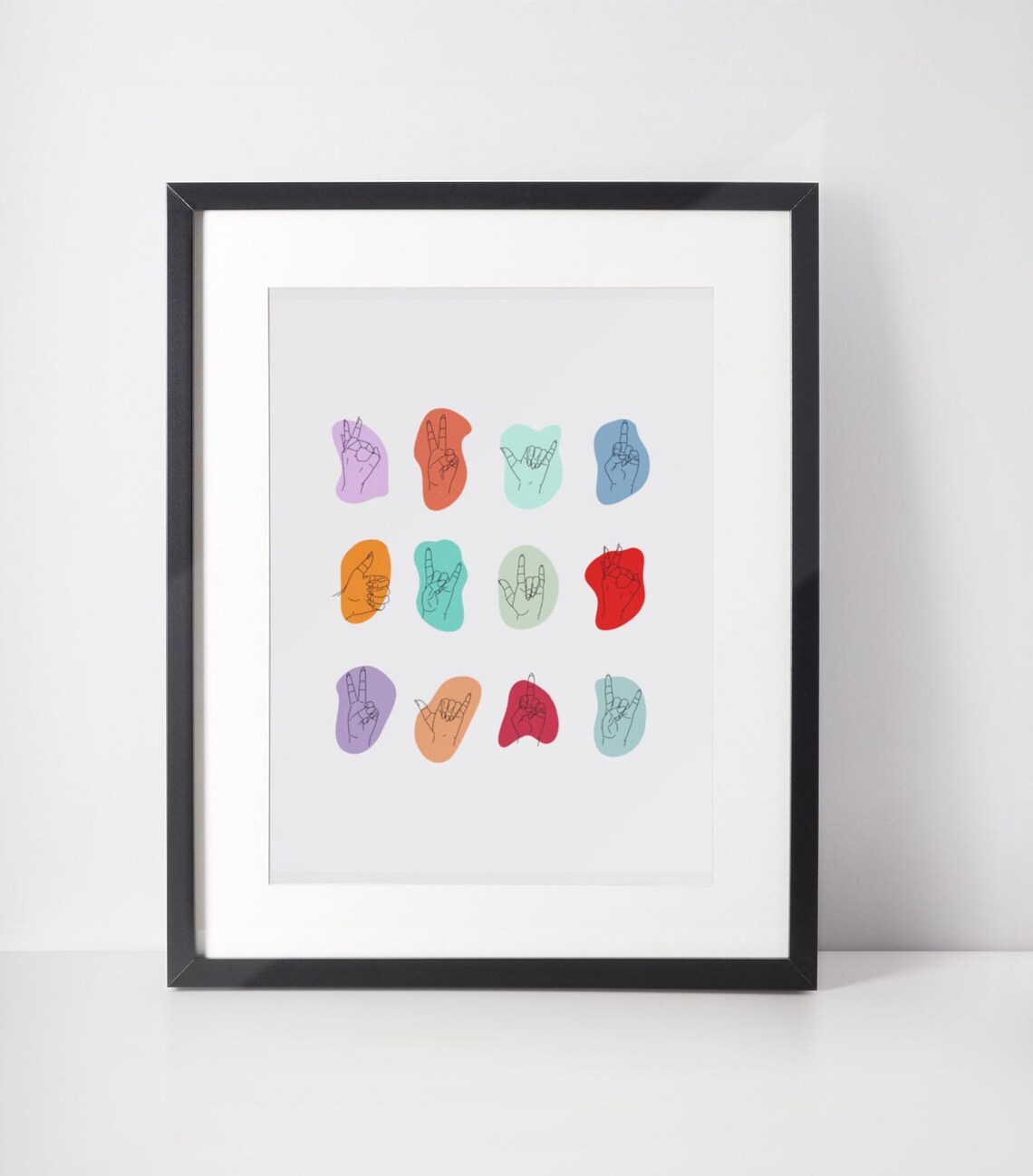 Fun Hand Gesture Wall Art Set | Colorful Digital Prints | Thumbs Up ...