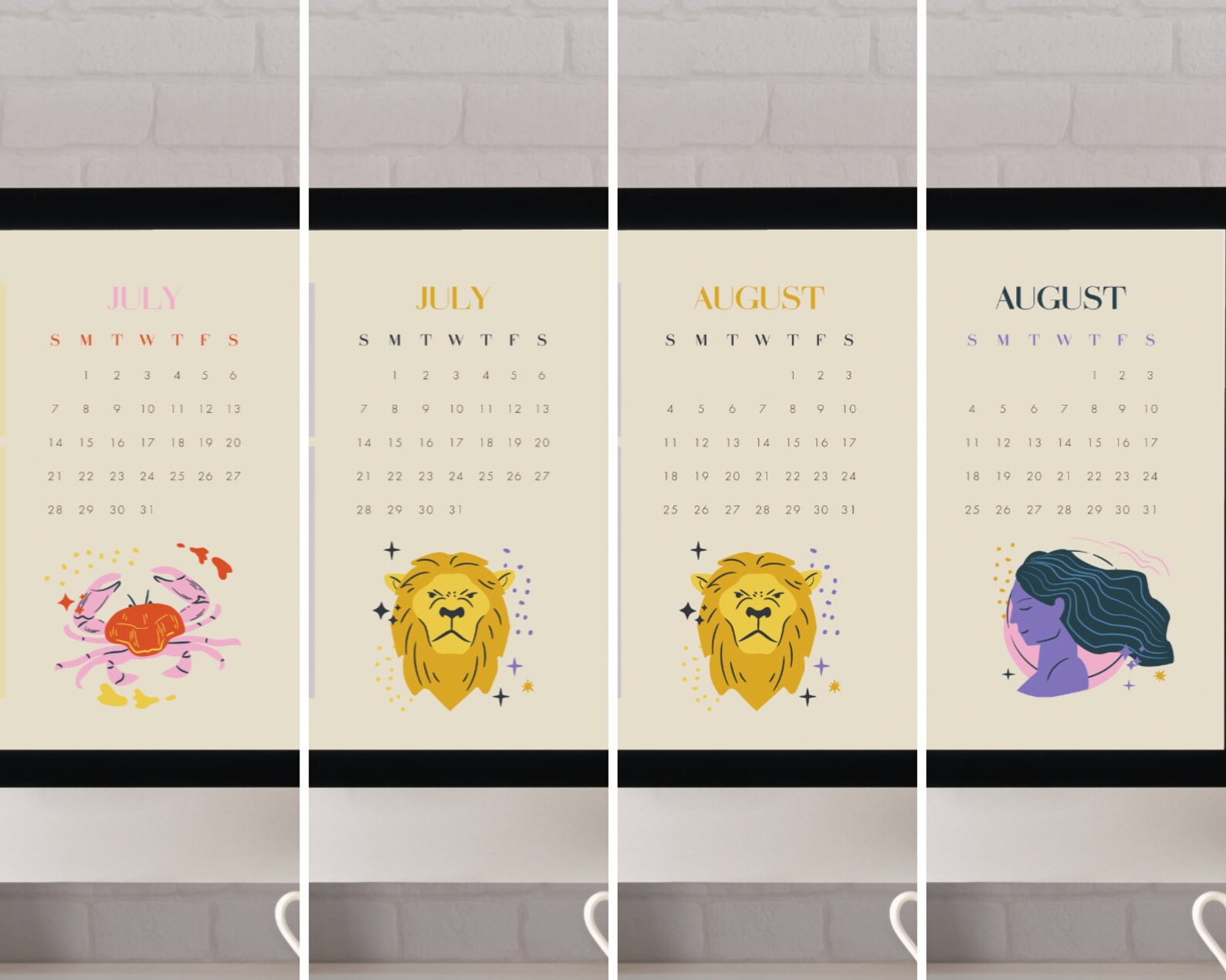 Zodiac-themed Desktop Organizer Calendar | 2024 to 2025 | Digital ...