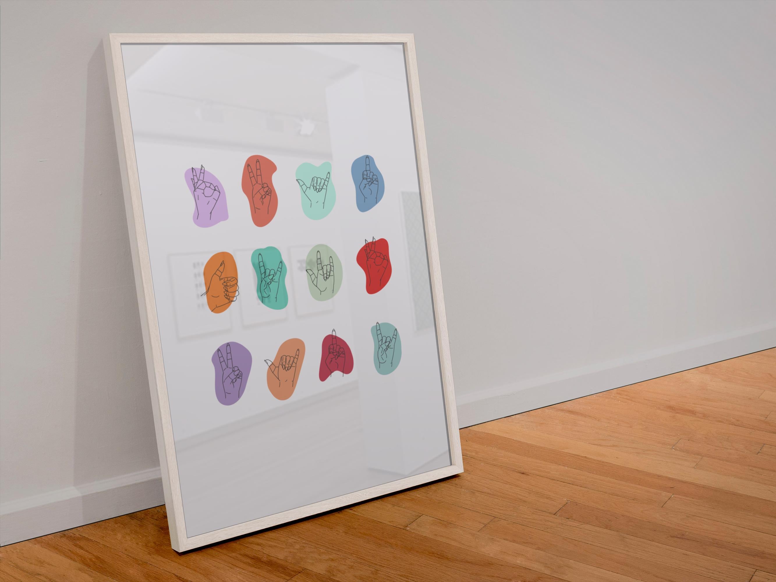 Fun Hand Gesture Wall Art Set | Colorful Digital Prints | Thumbs Up ...