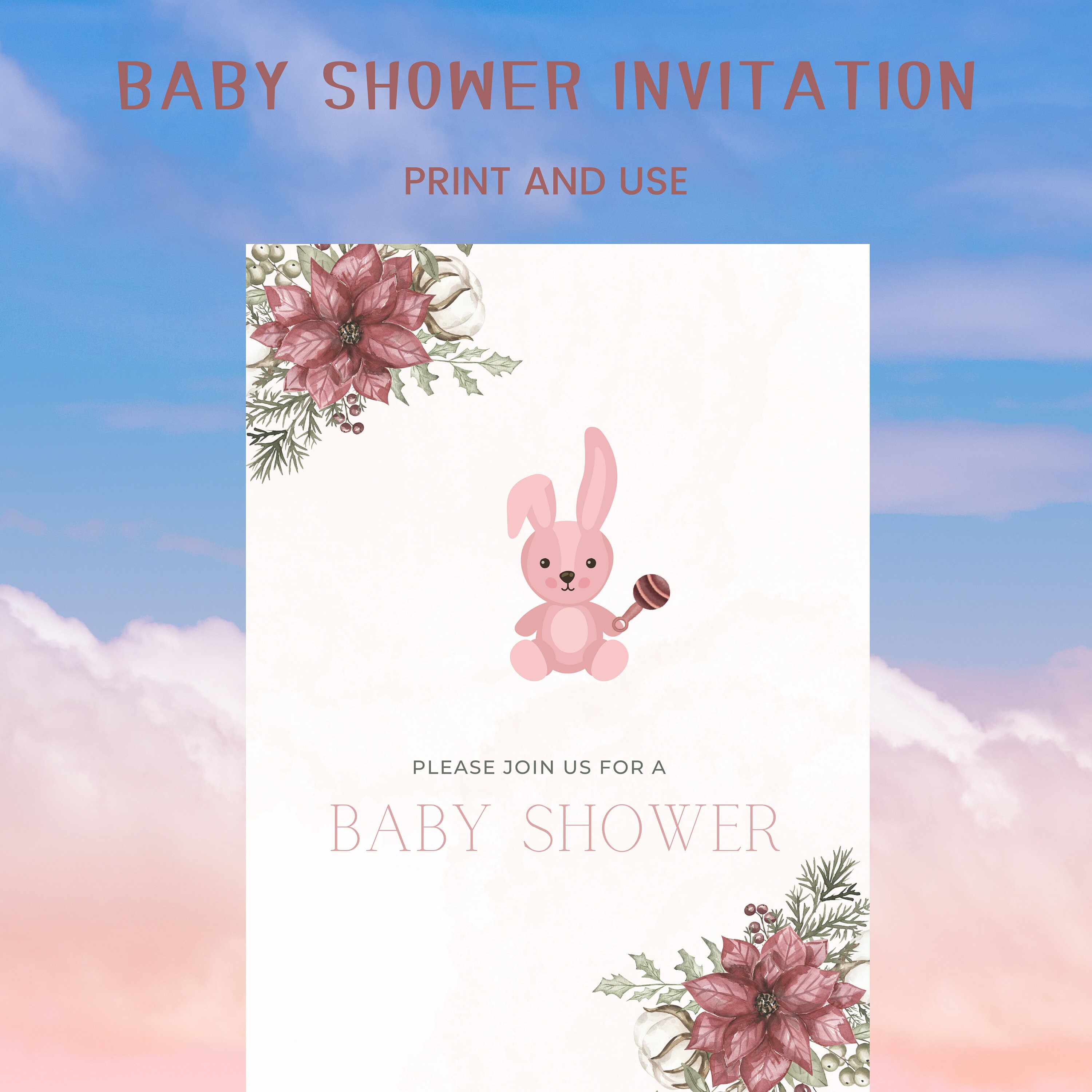 Printable Baby Shower Invitation | Generic Template | Digital Download ...