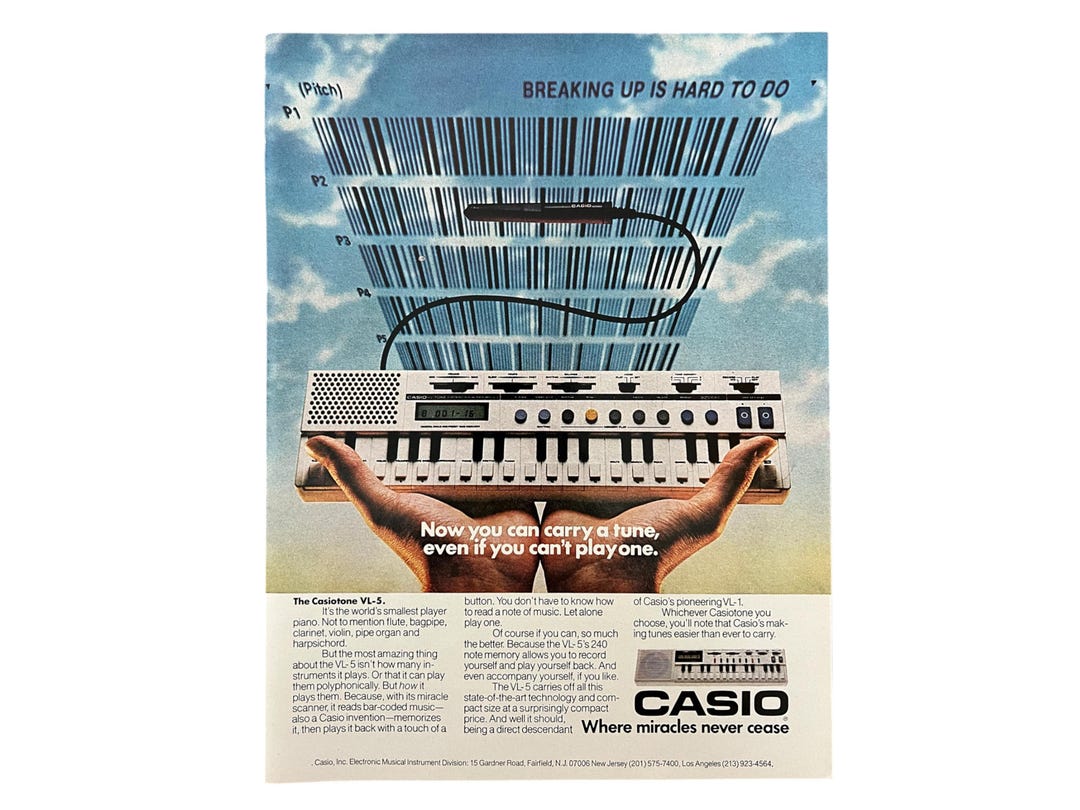Vintage 1970s Casio VL-5 Ad: Retro Watch & Keyboard Print - Etsy