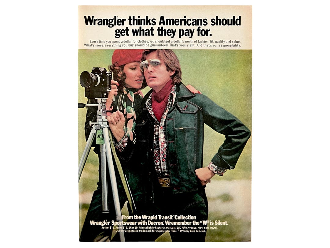 Vintage 1975 Wrangler Ad, Original Print Advertisement, Playboy ...