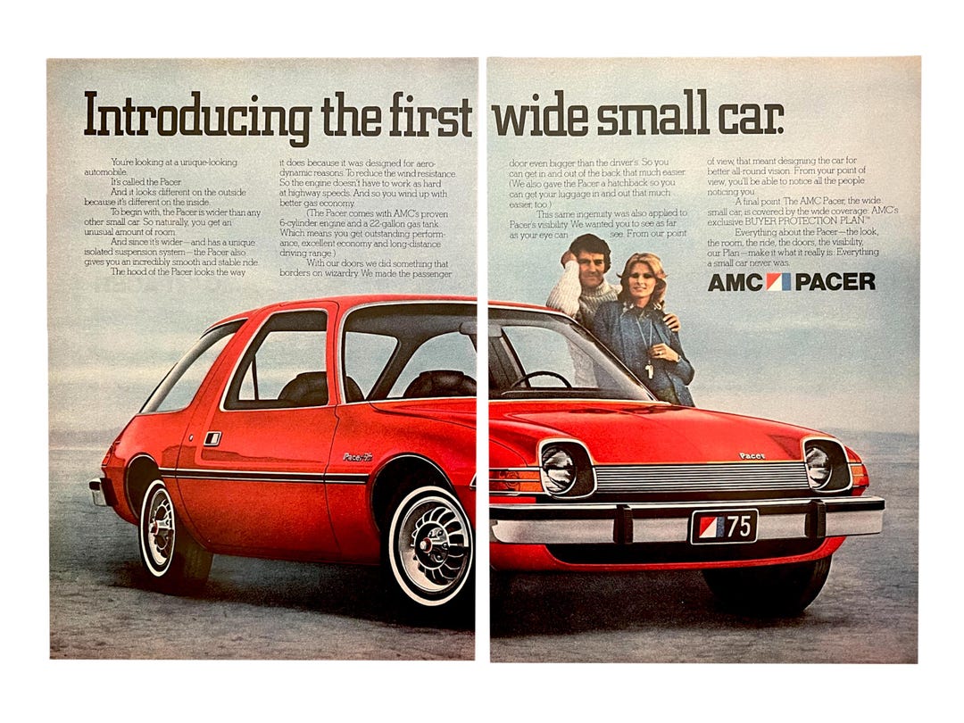 Vintage 1975 AMC Pacer Car Ad, Playboy Magazine Advertisement, Red ...