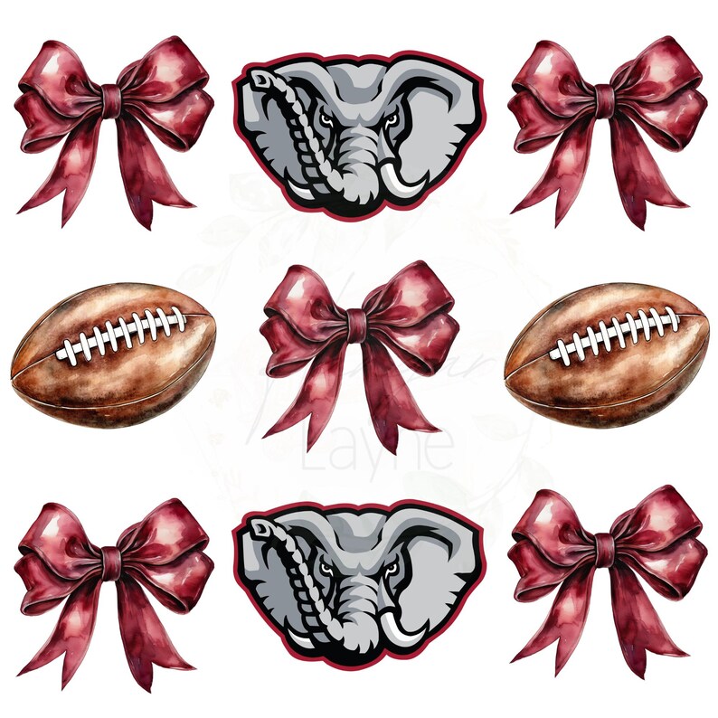 Red Bow Football PNG Elephant PNG Elephant Football Design Burgundy ...