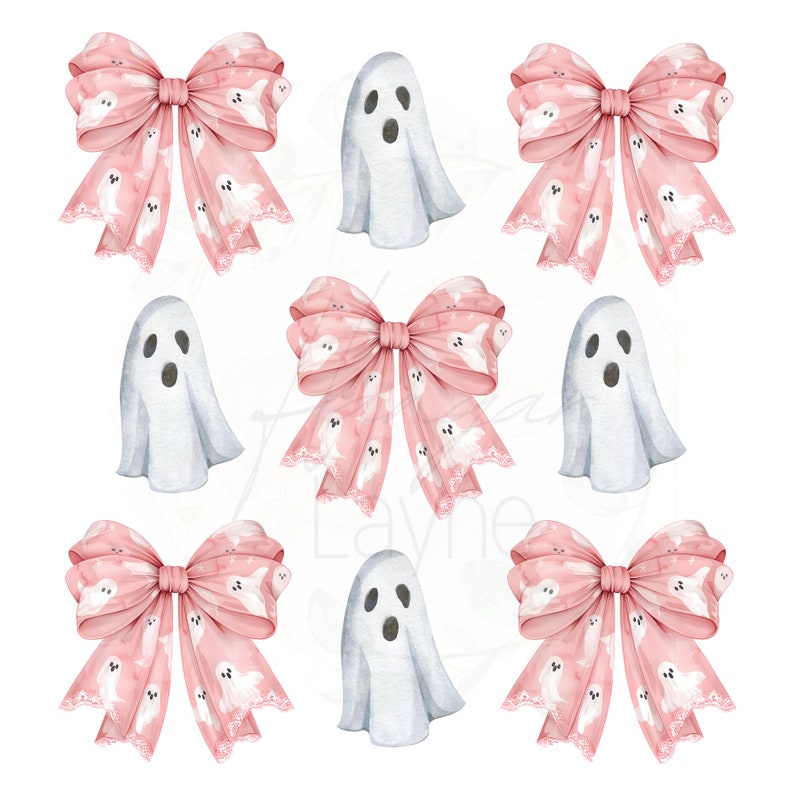Pink Halloween PNG Coquette Bow PNG Ghost Halloween Coquette Bow Pink ...