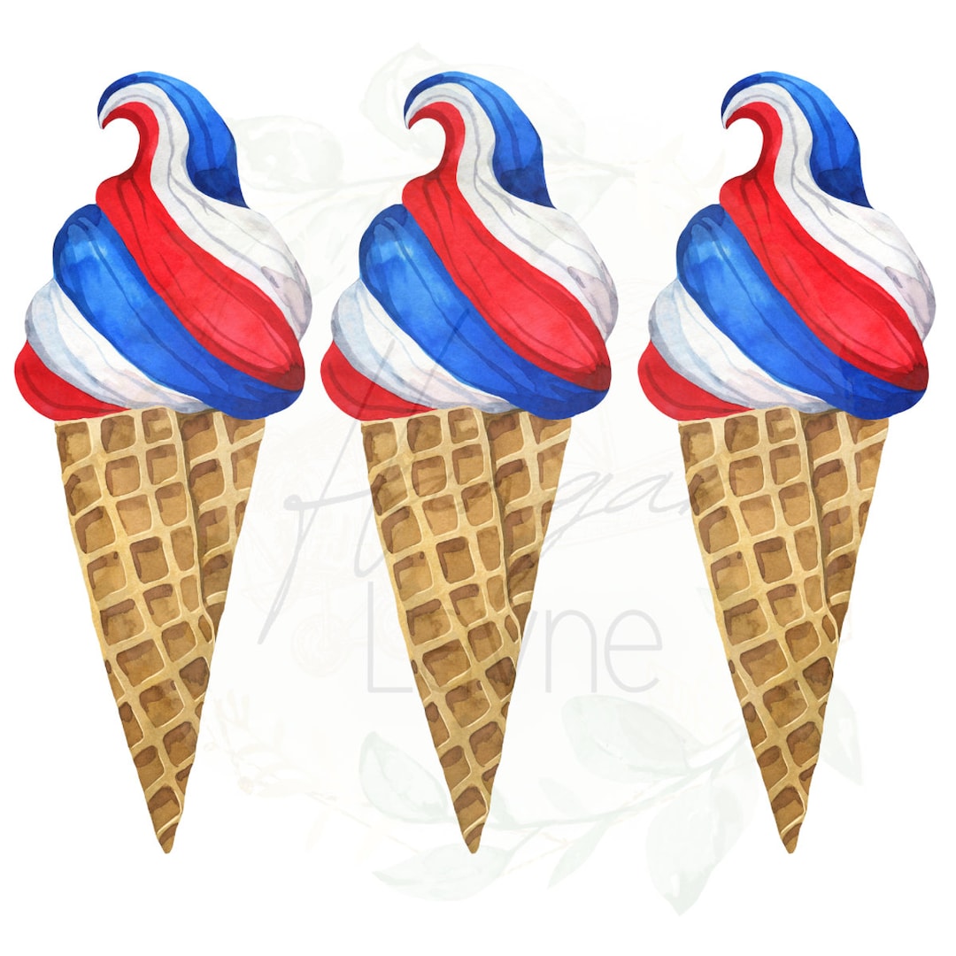 Red White & Blue Ice Cream Swirl Trio PNG Digital File July 4th Ice ...