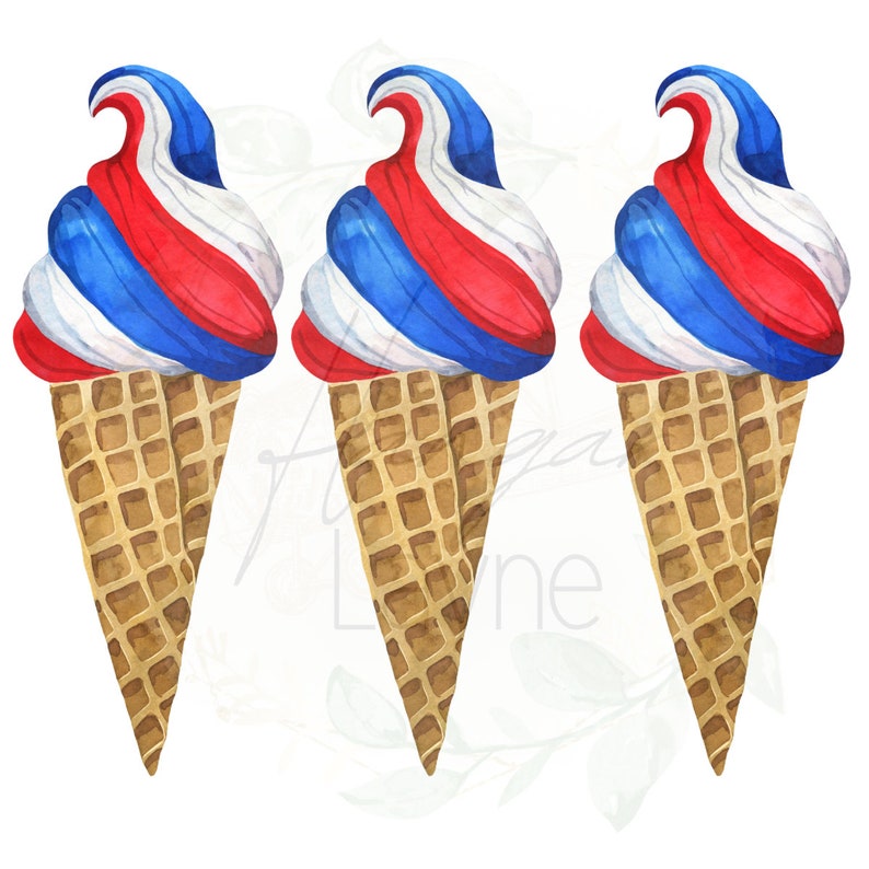 Red White & Blue Ice Cream Swirl Trio PNG Digital File July 4th Ice ...