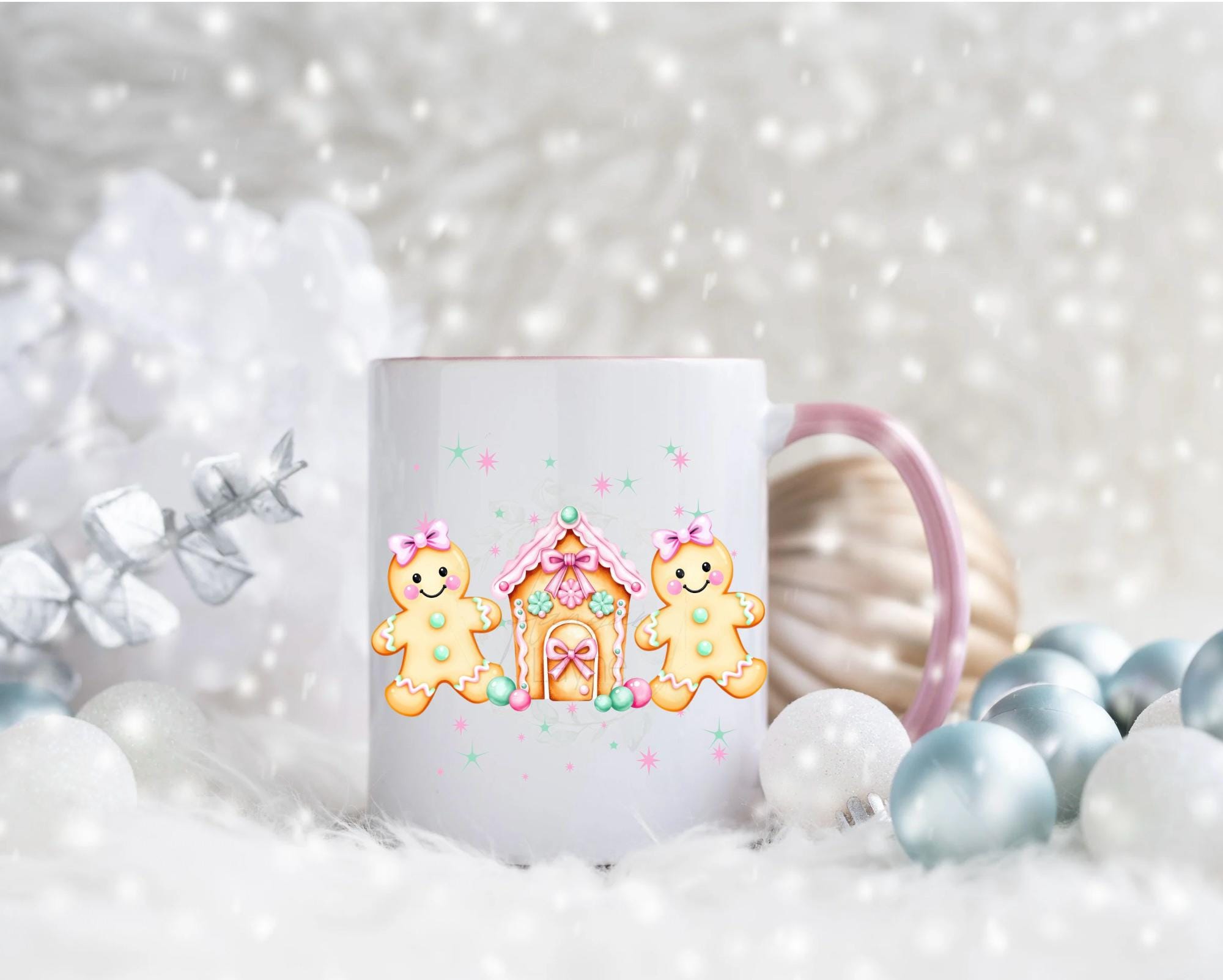Cute Gingerbread Candy Land PNG Pink Christmas Girly Gingerbread Cookie ...