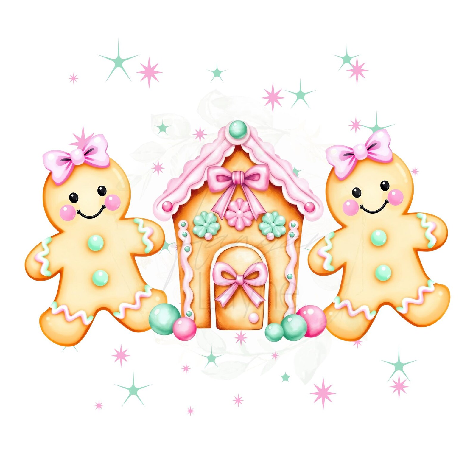 Cute Gingerbread Candy Land PNG Pink Christmas Girly Gingerbread Cookie ...