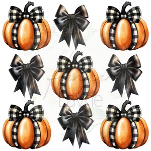 Plaid Pumpkin PNG Black Plaid Bow Pumpkin PNG Buffalo Plaid Coquette ...