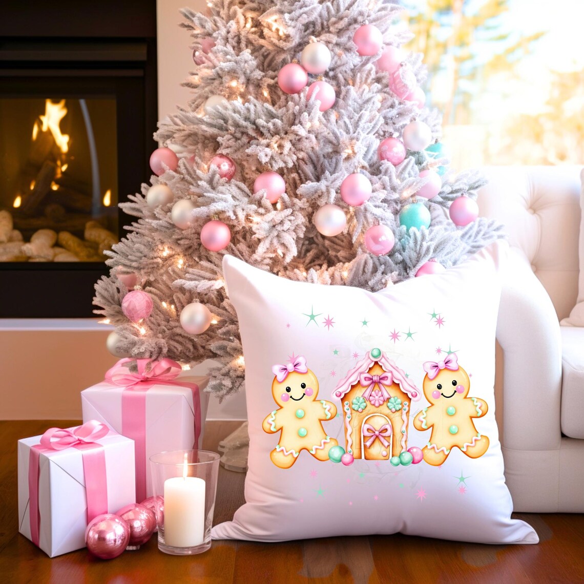 Cute Gingerbread Candy Land PNG Pink Christmas Girly Gingerbread Cookie ...