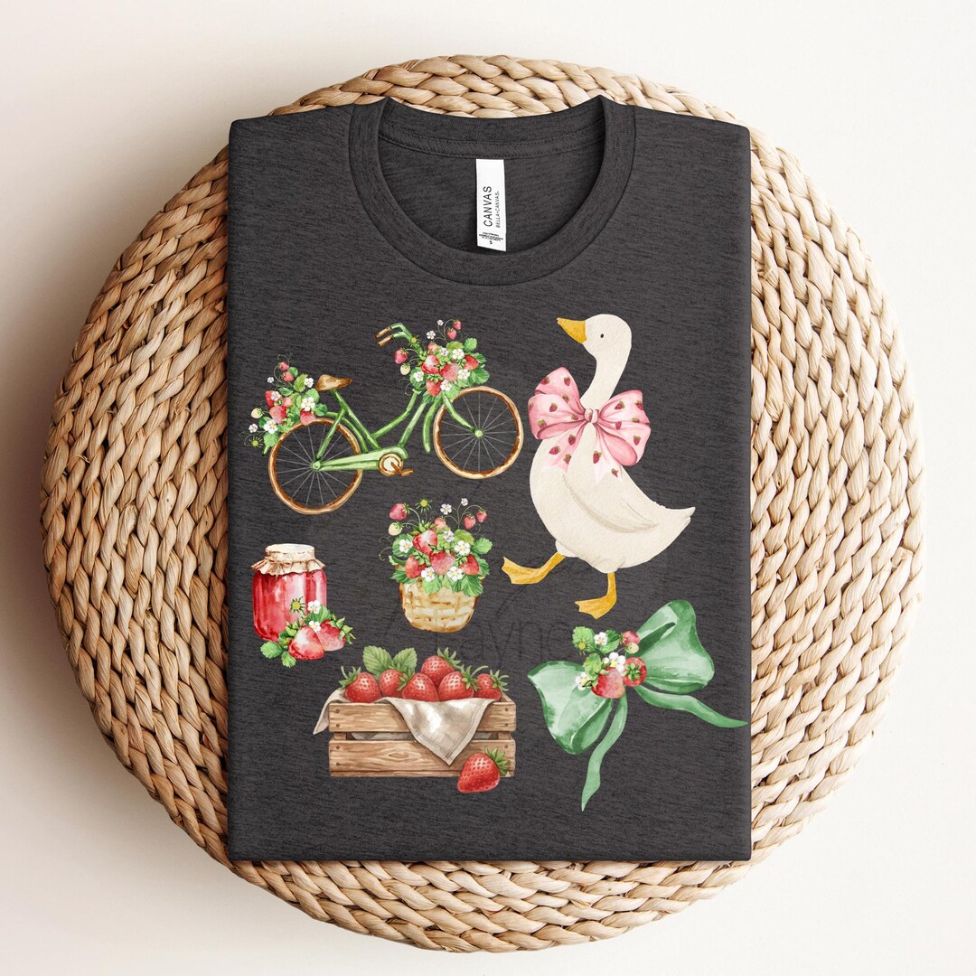 Cottage Core Goose Strawberry PNG Summer Thrifting Vintage Antique ...