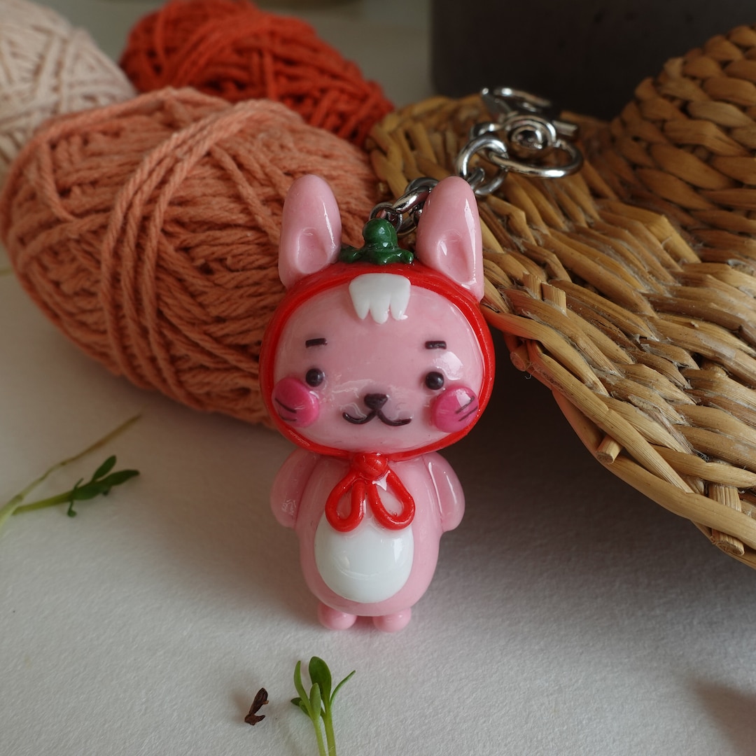 Cute Kawaii Bunny Keychain, Japanese Y2K Keychain, Cute Charm, Handmade ...