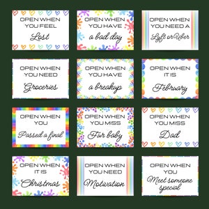 108 Open When Cards - Rainbow Design - Etsy