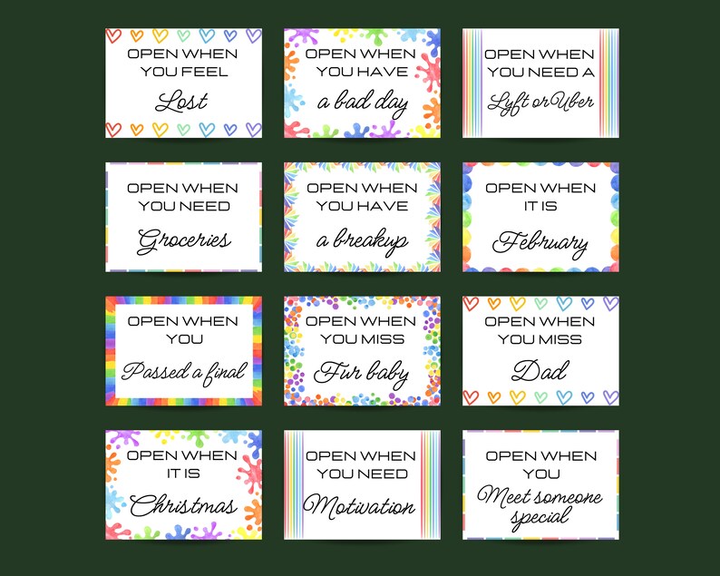 108 Open When Cards - Rainbow Design - Etsy