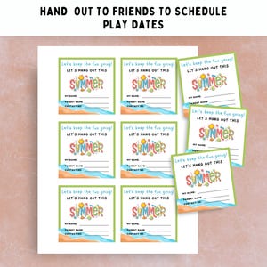 Summer Break Playdate Cards, Keep in Touch Cards, Summer Break, Kids ...