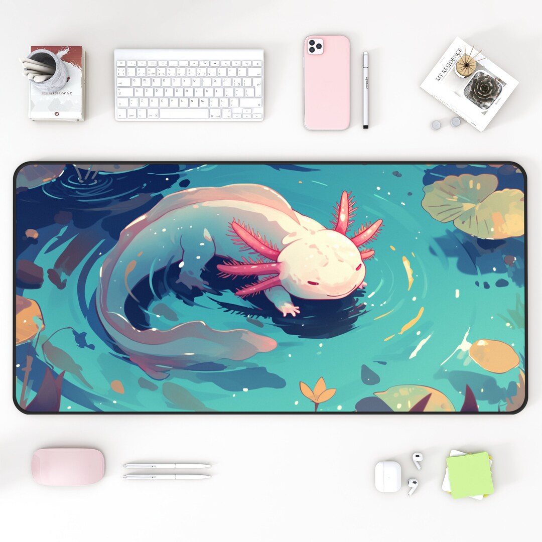 Axolotl Desk Mat Cute Sleeping Axolotl Design Multiple Sizes for Gaming ...