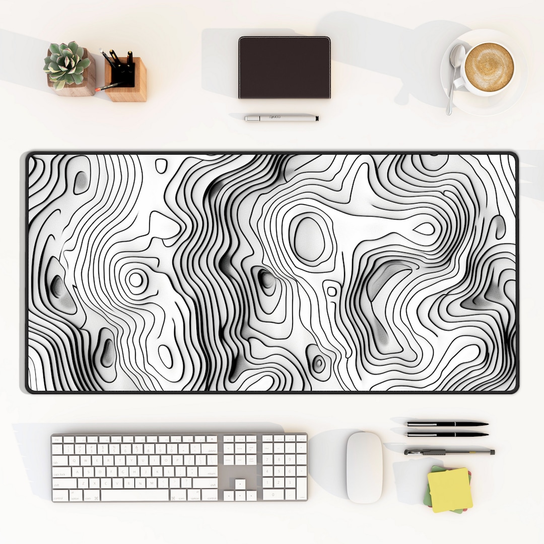 Topographic Desk Mat, Aesthetic Office Accessory, Large Workstation Pad ...