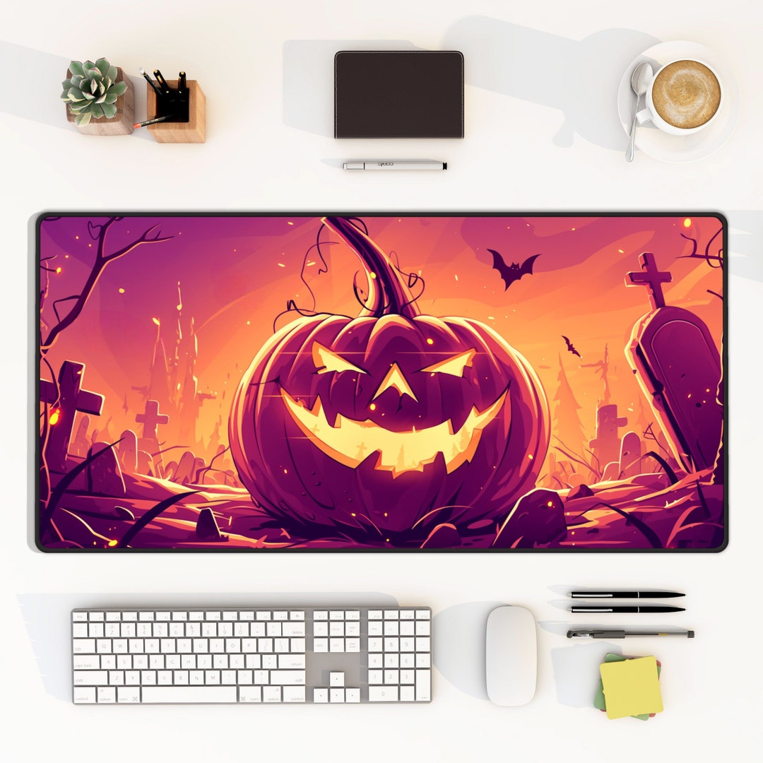 Spooky Halloween Pumpkin Desk Mat, Large Anti-slip Mouse Pad & MTG ...