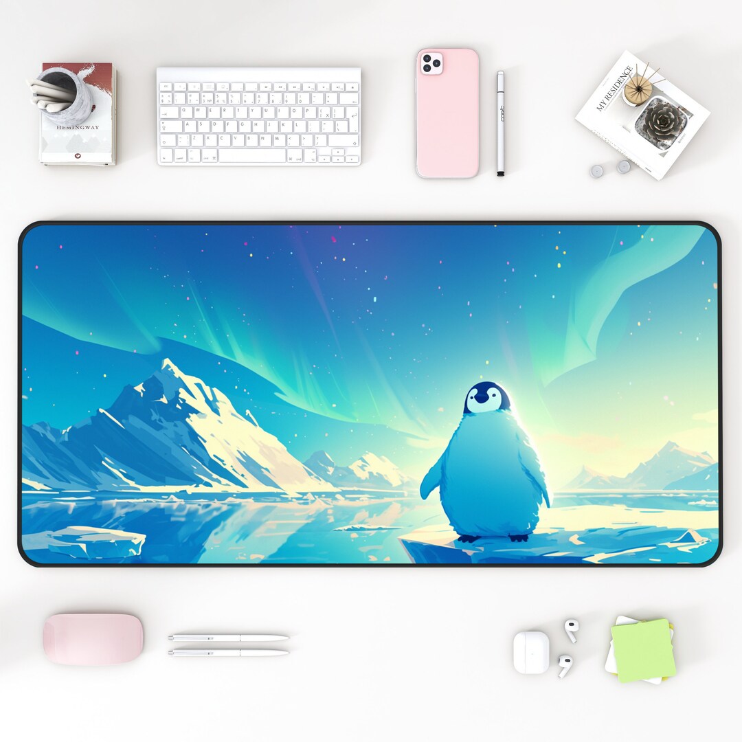 Penguin Desk Mat, Iceberg & Northern Lights Design, Office Accessory ...