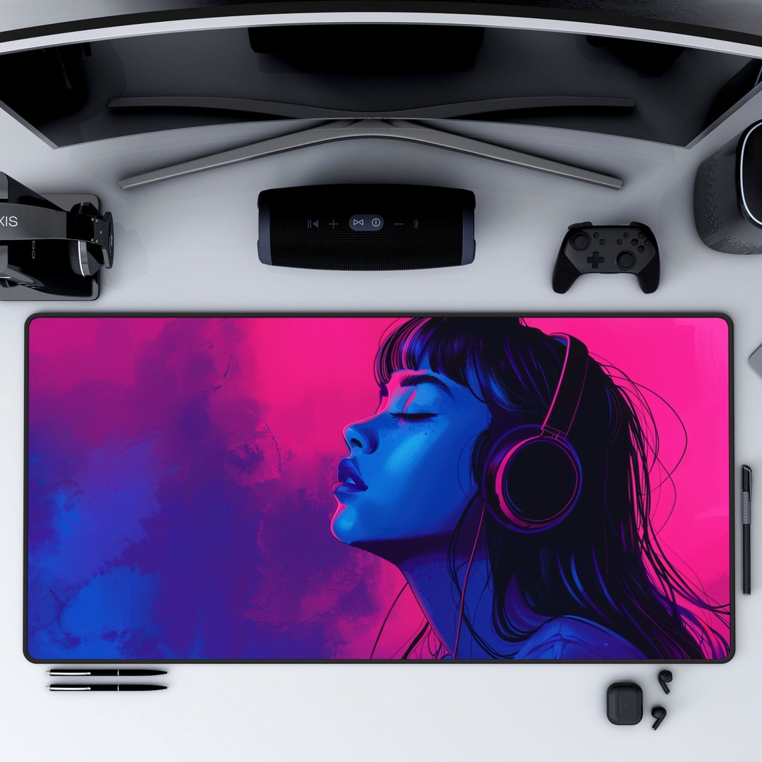 Neon Gaming Desk Mat, Lofi TCG Playmat, Gaming Mouse Pad, Ideal Gift ...