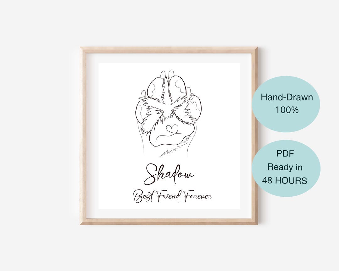 Custom Dog Paw Print Memorial, Personalized Gift for Cat Owners, Pet ...