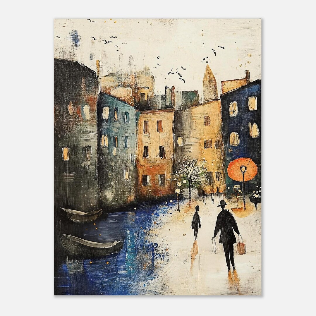 Naive Art Cityscape Poster: Whimsical Living Room Wall Art - Etsy