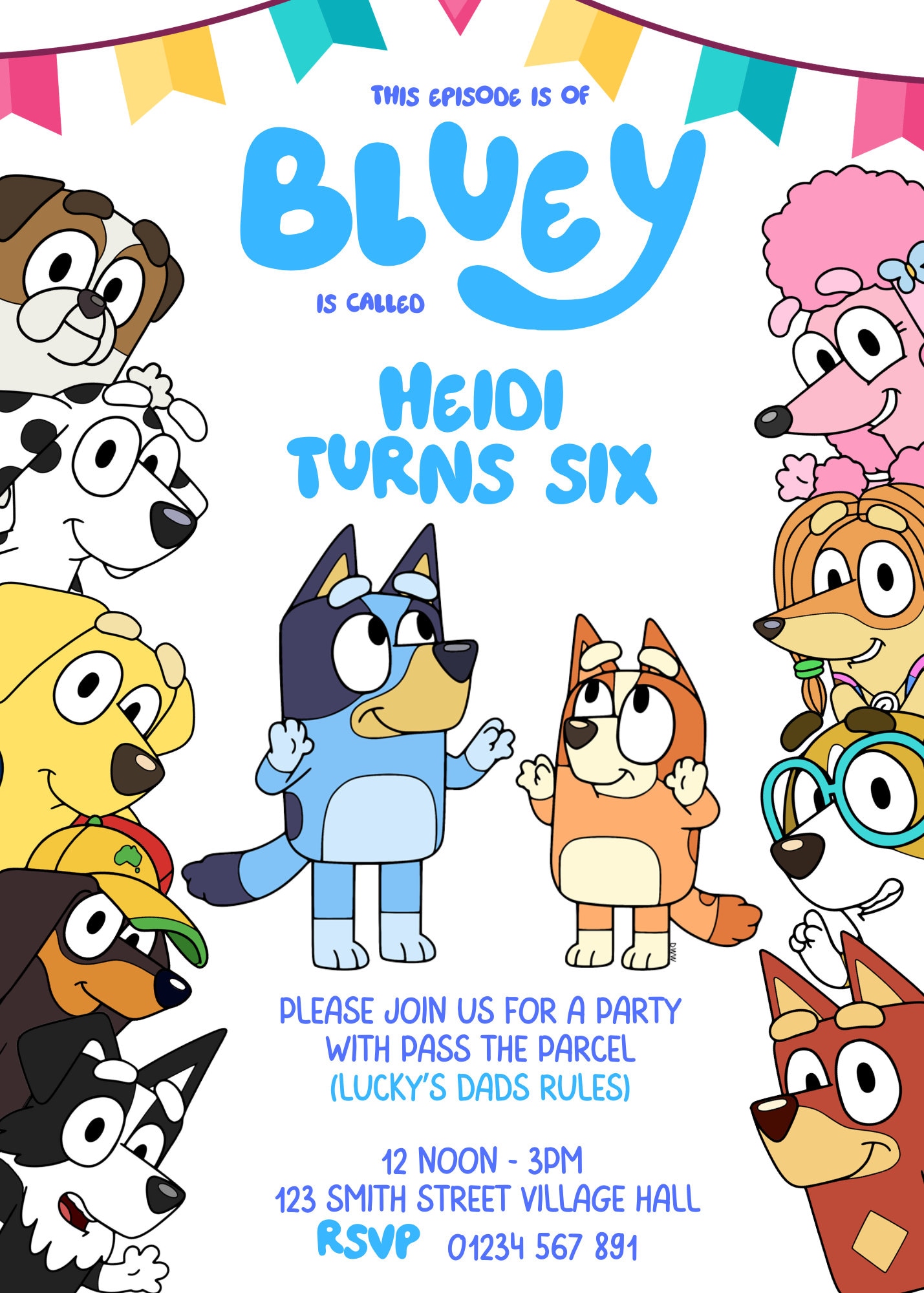 Invitación de cumpleaños de Bluey & Friends Descarga instantánea ...