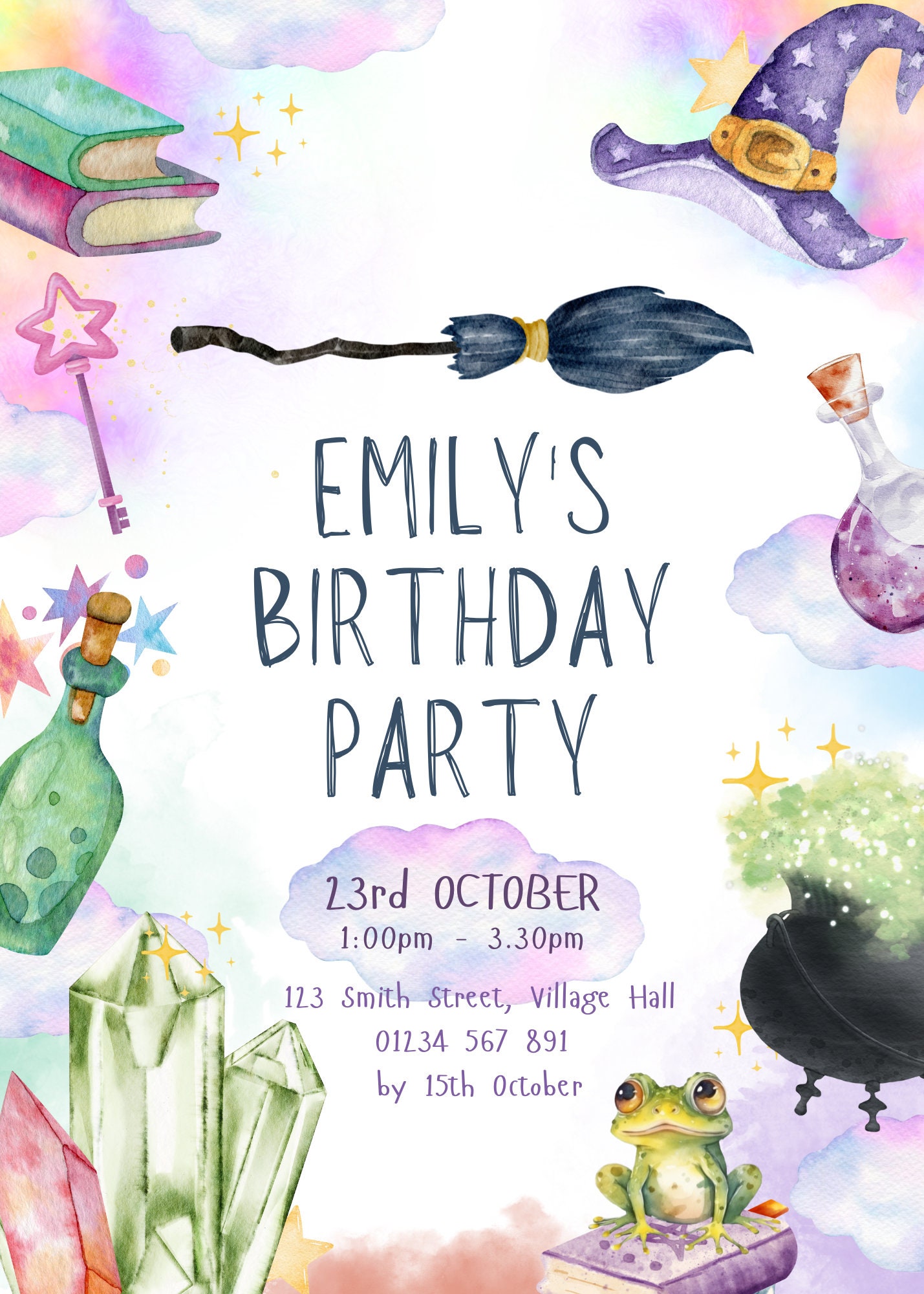 Witch Wizard Magic Birthday Party Invitation, Digital Dowloand, Instant ...
