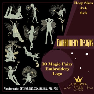 10 Magic Fairy Machine Embroidery Design Bundle, Fairy and Star Machine ...