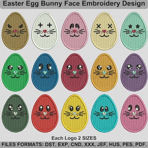 15 Easter Eggs Machine Embroidery Files, Bunny Face Embroidery Design Bundle, Mini Egg ...