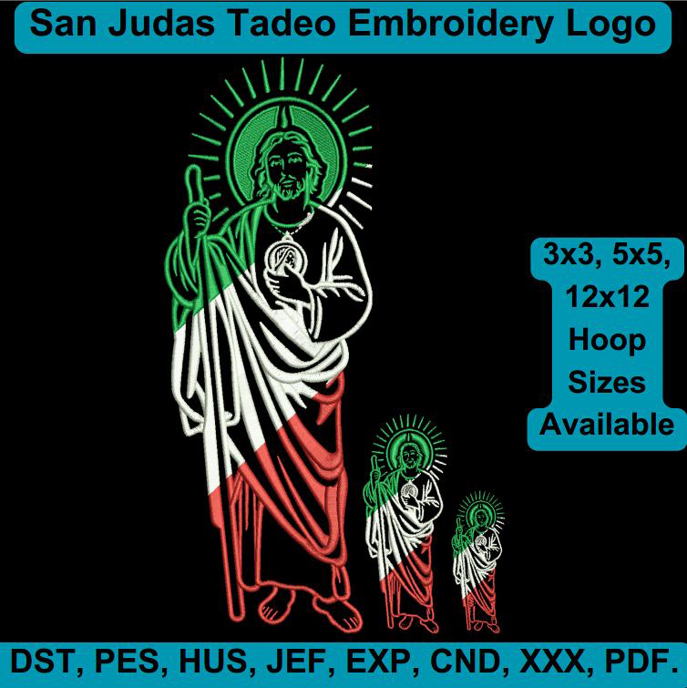San Judas Tadeo Machine Embroidery San Judas Tadeo Design Heart of ...