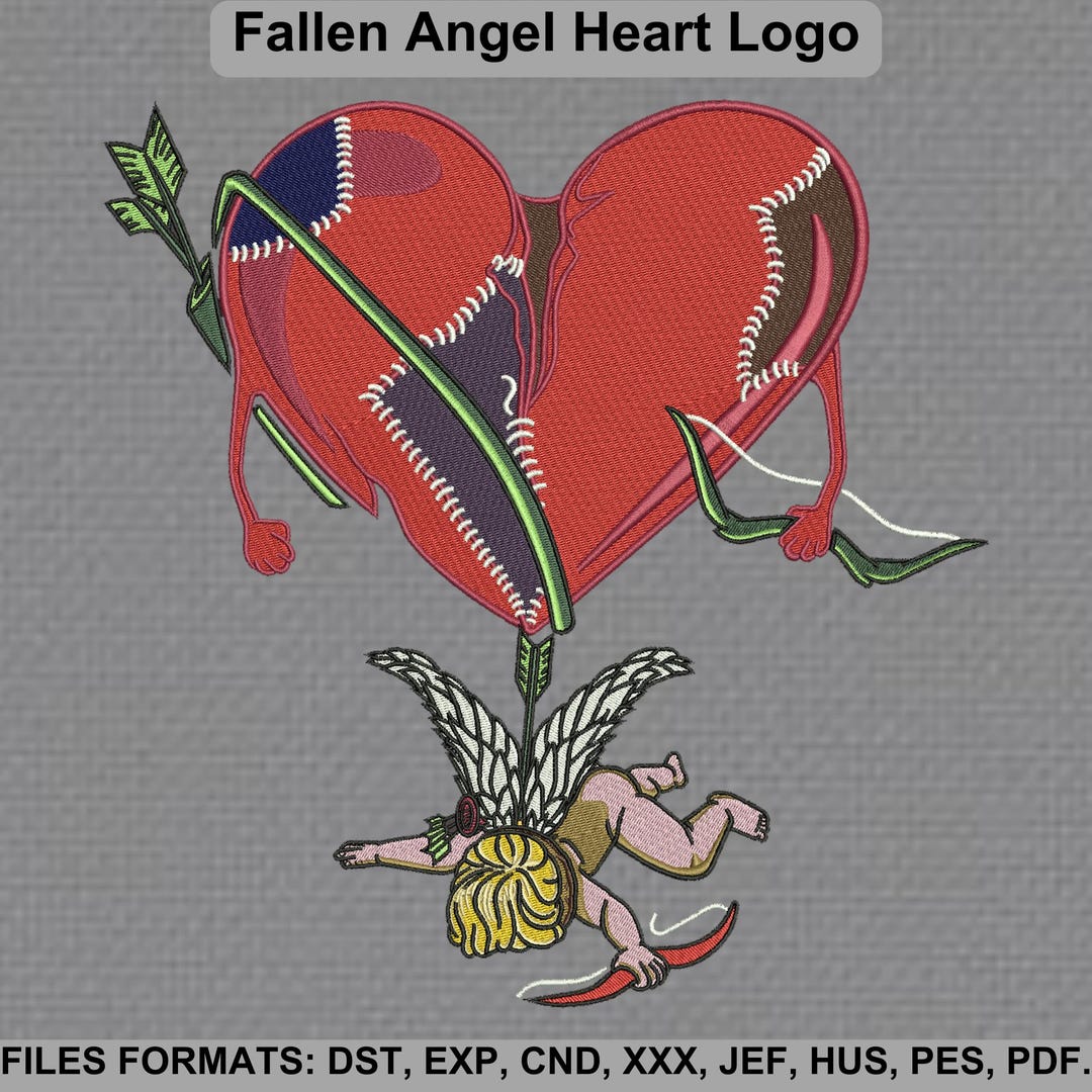 The Fallen Heart Embroidery Design, Broken Angel Machine Embroidery ...