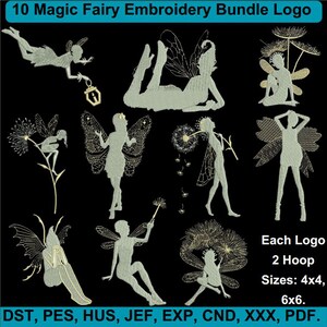 10 Magic Fairy Machine Embroidery Design Bundle, Fairy and Star Machine ...