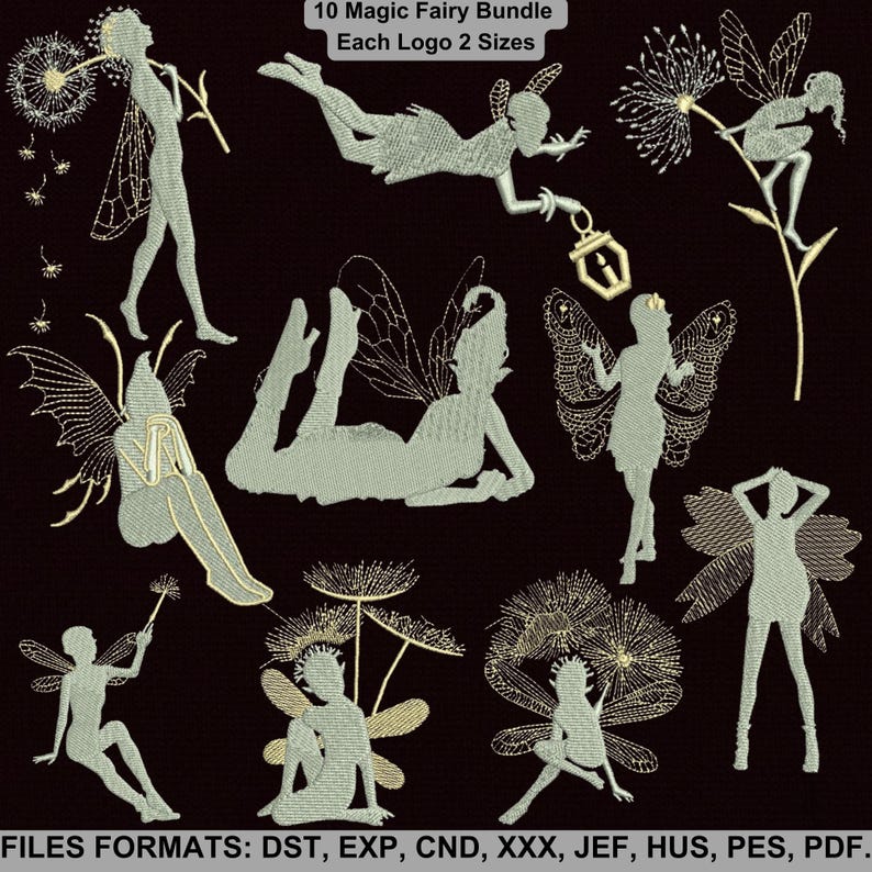 10 Magic Fairy Machine Embroidery Design Bundle, Fairy and Star Machine ...