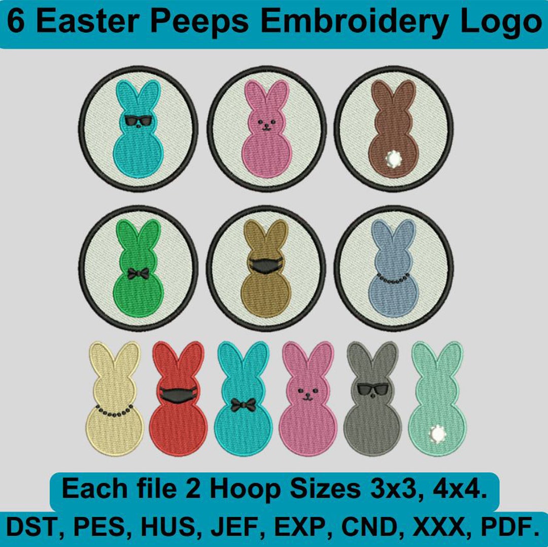 6 Easter Bunny Peep Embroidery Design, Cute Easter Embroidery Files ...