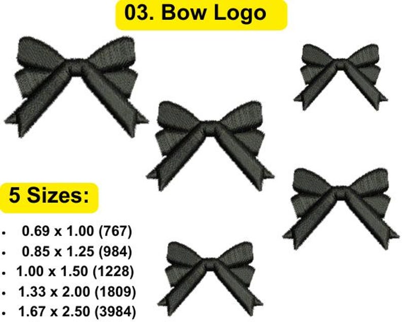 10 Bow Embroidery Design, Mini Bow Machine Embroidery Design, Satin ...