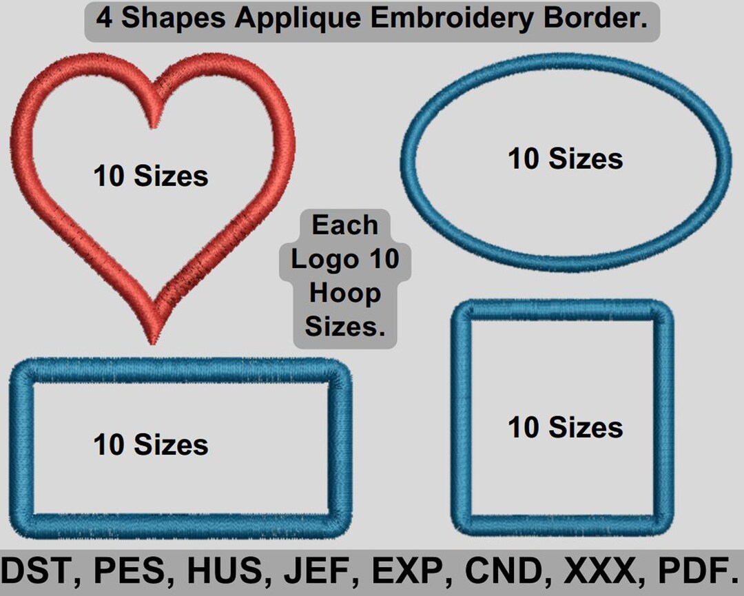 4 Shapes Applique Embroidery Designs, Basic Shapes Applique Embroidery ...